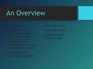 BUFFET SERVICE (HOTEL MANAGEMENT ) | PPT