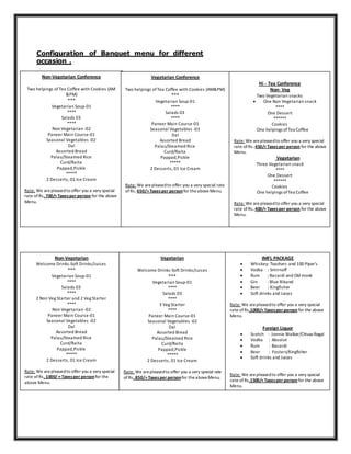 Banquet menu configuration for all occaision . | DOCX