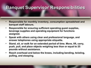 Banquet Personnel Manager, Supervisor and Captain | PPT