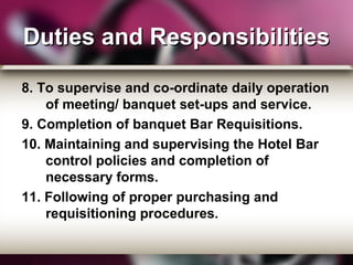Banquet Personnel Manager, Supervisor and Captain | PPT