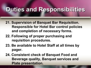 Banquet Personnel Manager, Supervisor and Captain | PPT