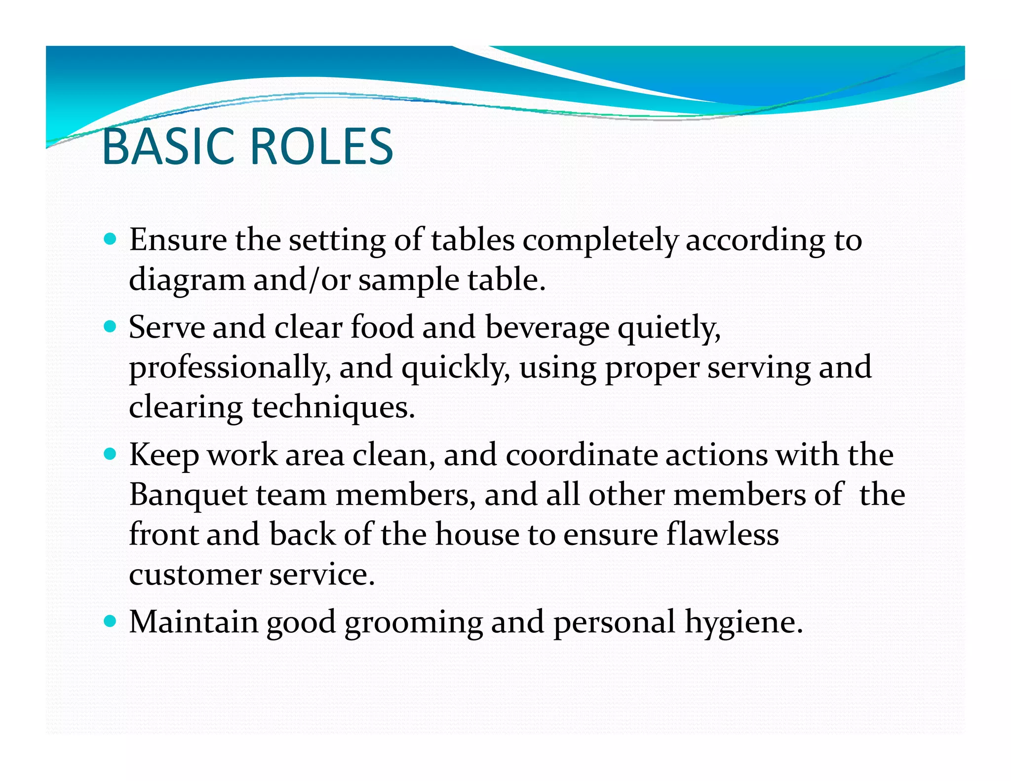 Banquet server basic skill training | PDF