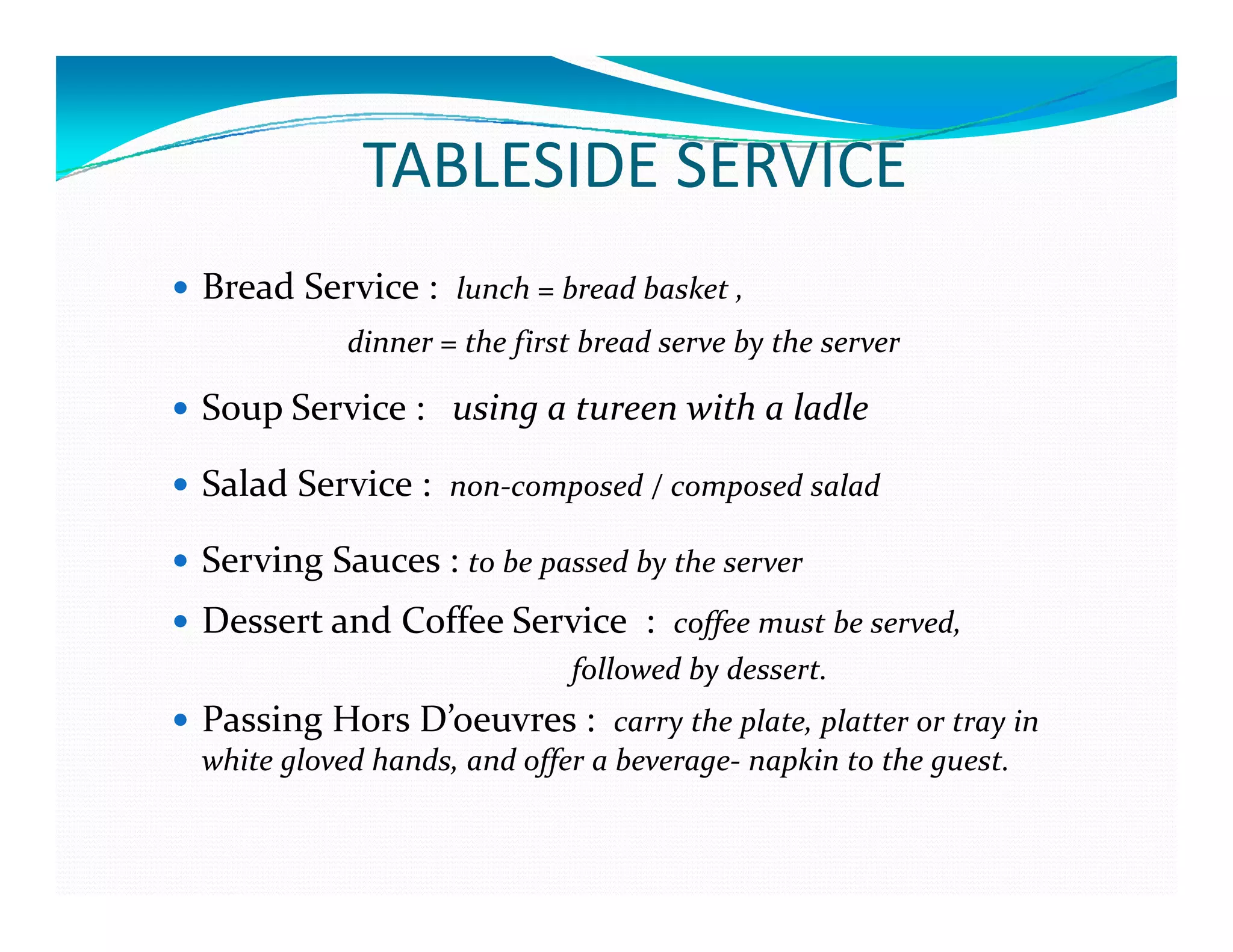 Banquet server basic skill training | PDF