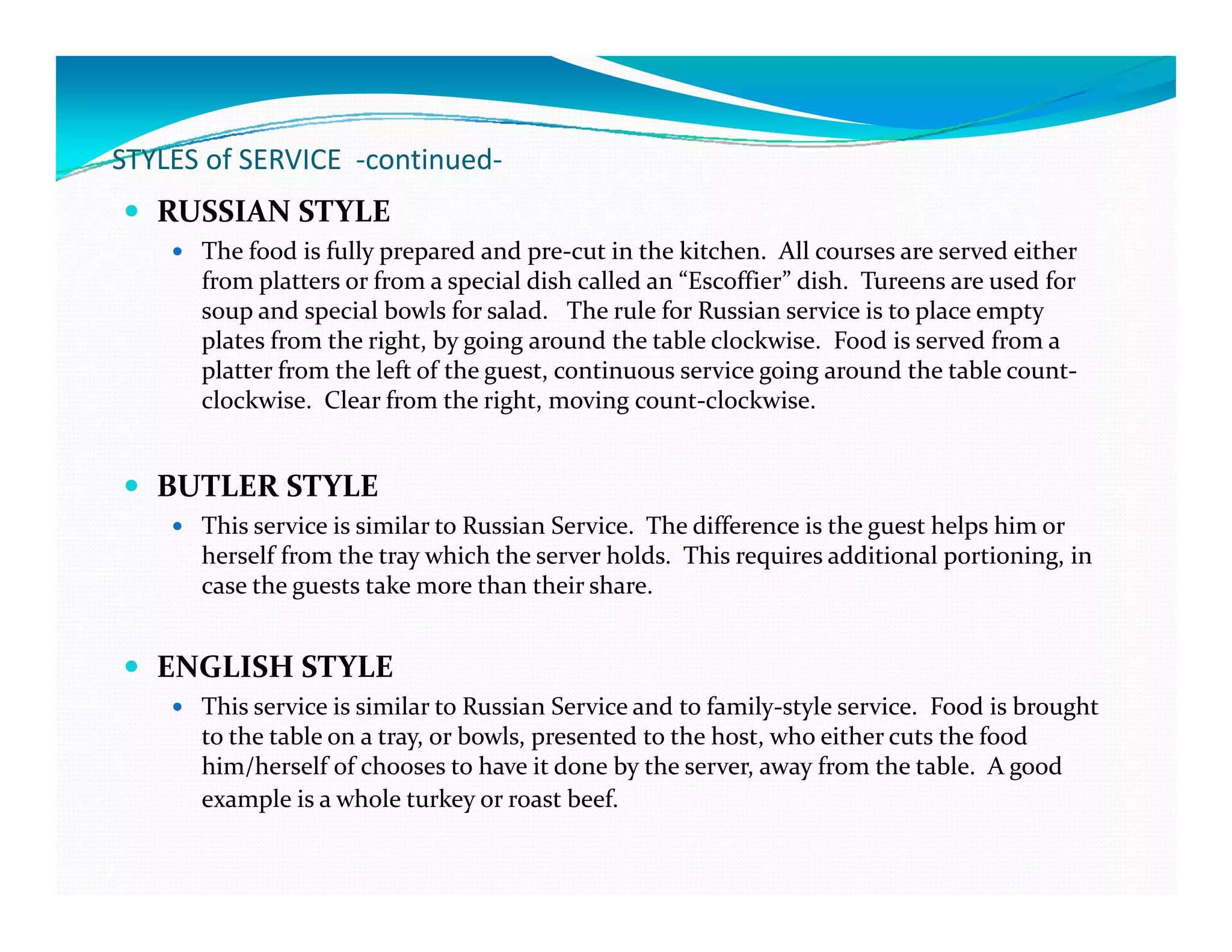 Banquet server basic skill training | PDF