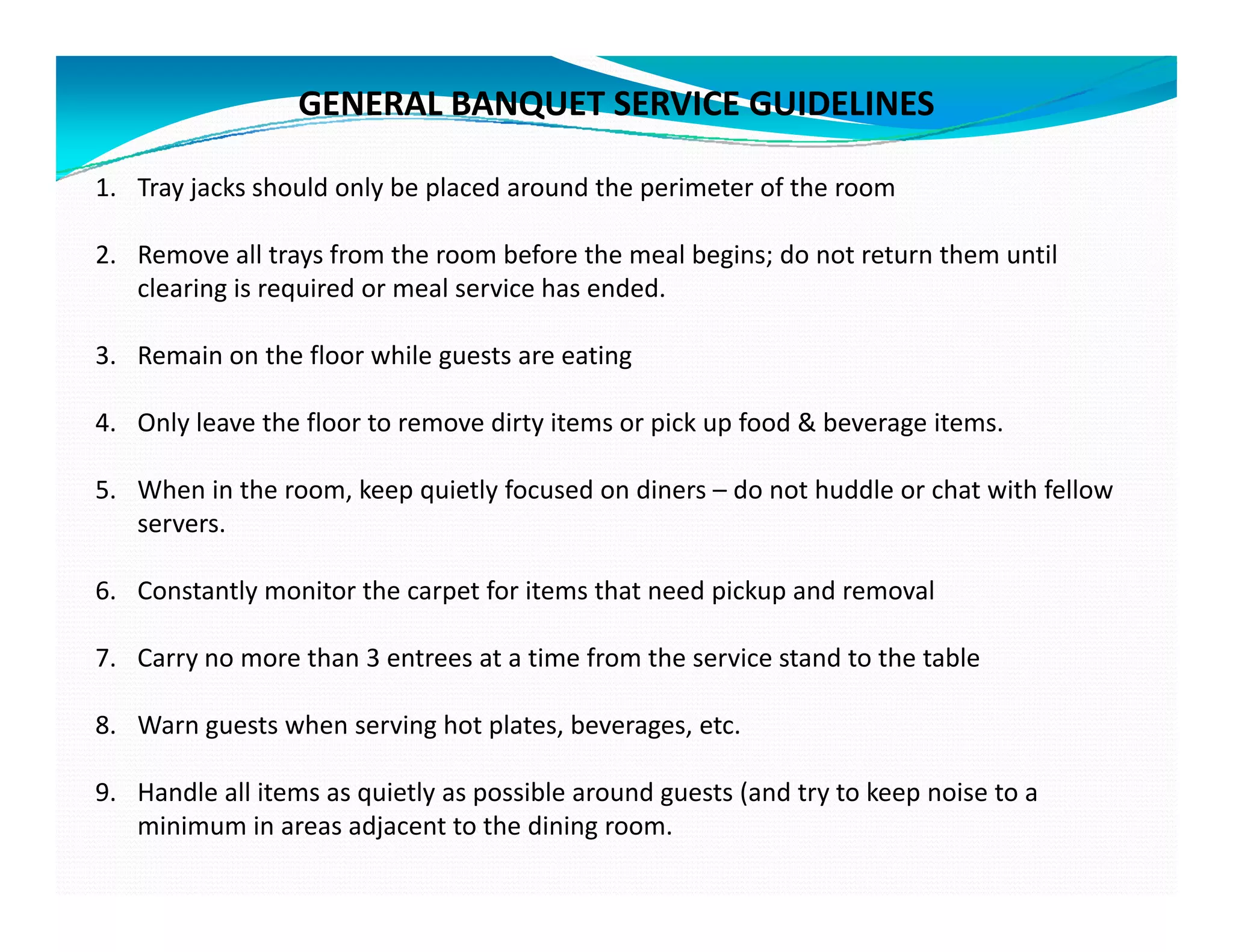 Banquet server basic skill training | PDF