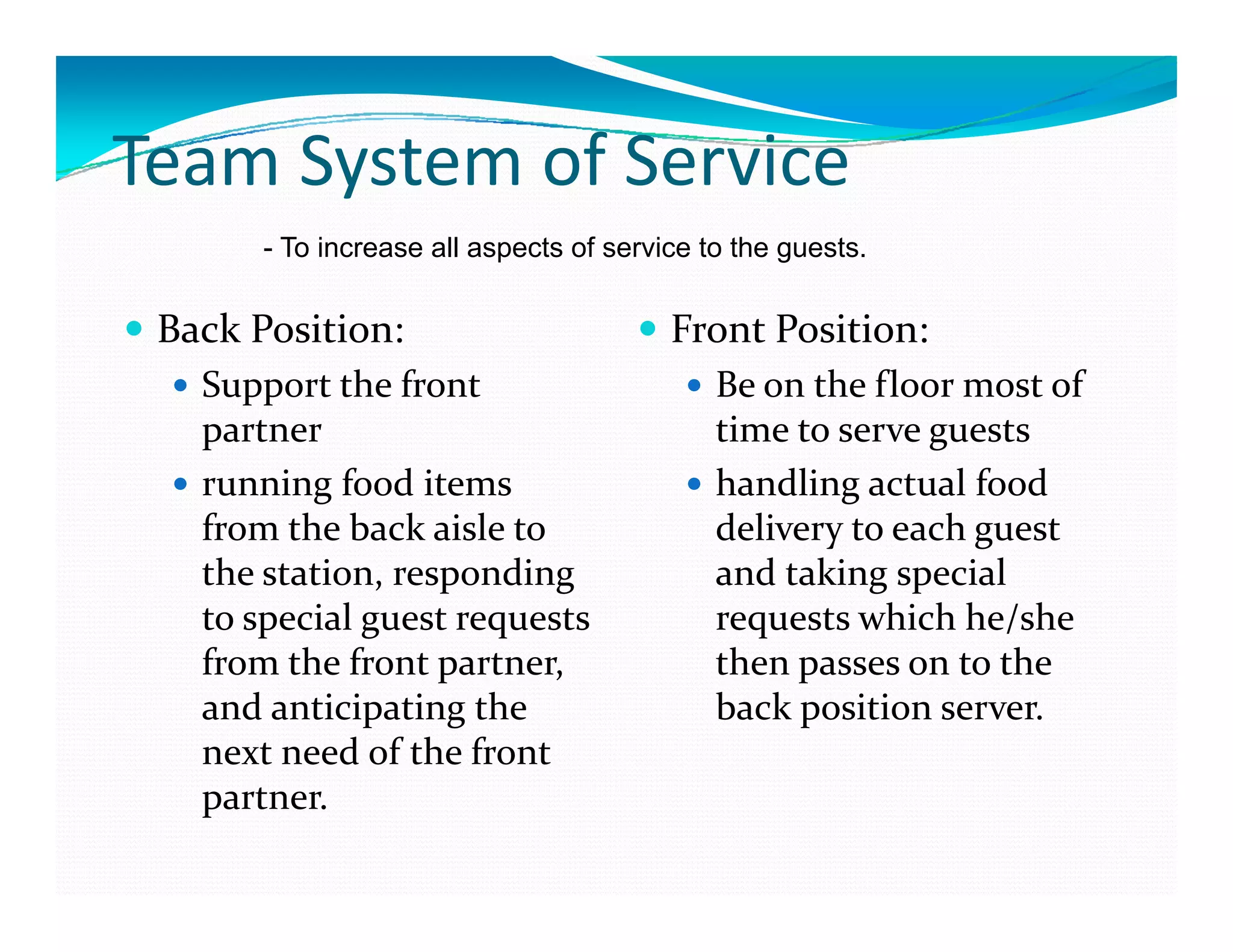 Banquet server basic skill training | PDF