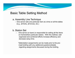 Banquet server basic skill training | PDF