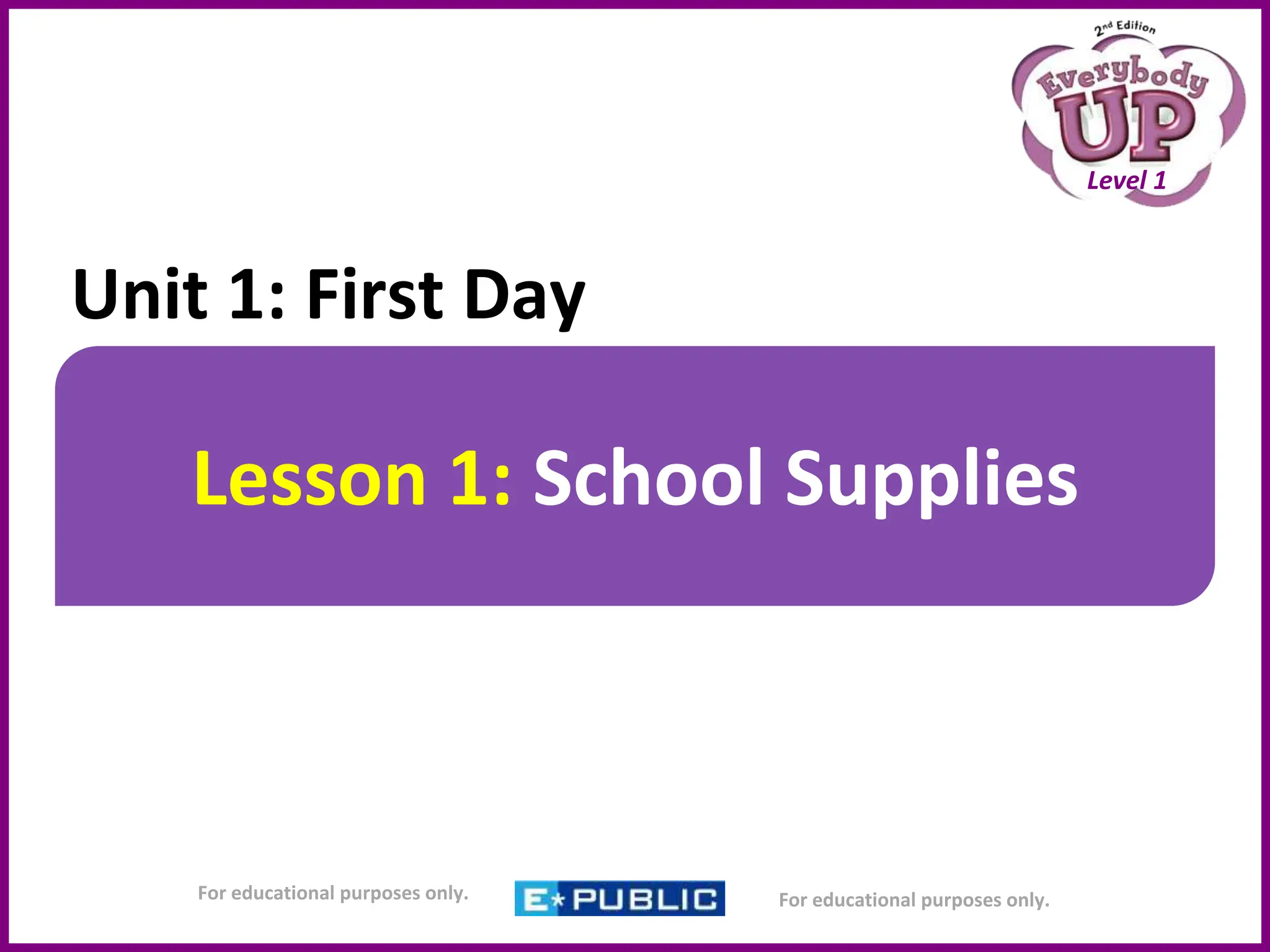 ESL Class lesson in English for Beginning English | PPTX