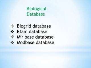 biological detabase | PPTX | Databases | Computer Software and Applications