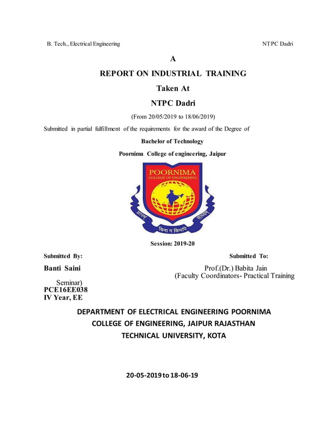 Banti industrial training-report-on-ntpc-dadri GAS POWER PLANT | DOC | Power and Energy Industry ...