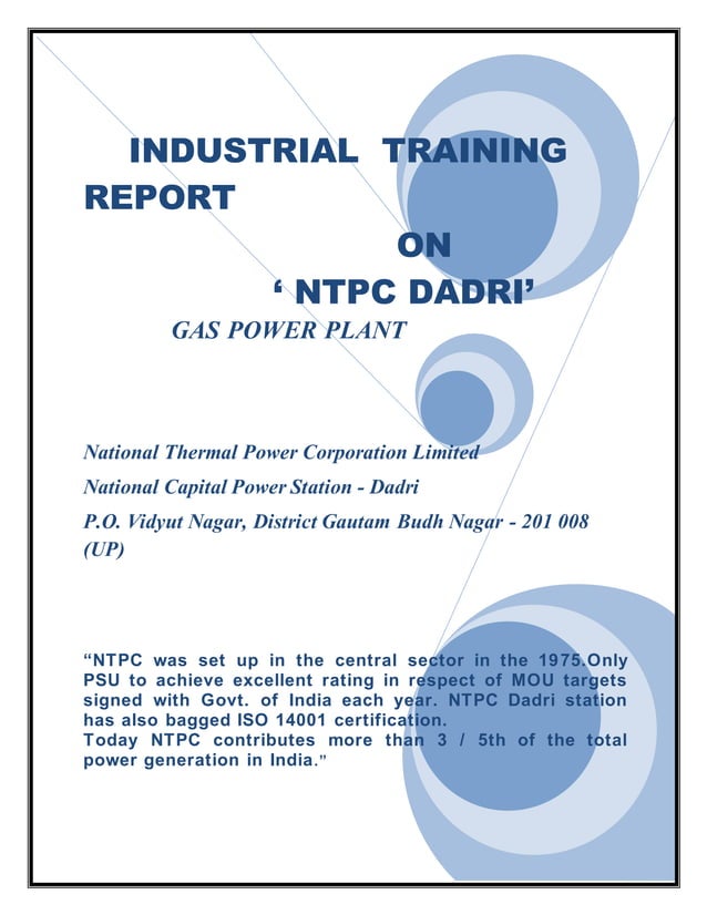 Banti industrial training-report-on-ntpc-dadri GAS POWER PLANT | PDF