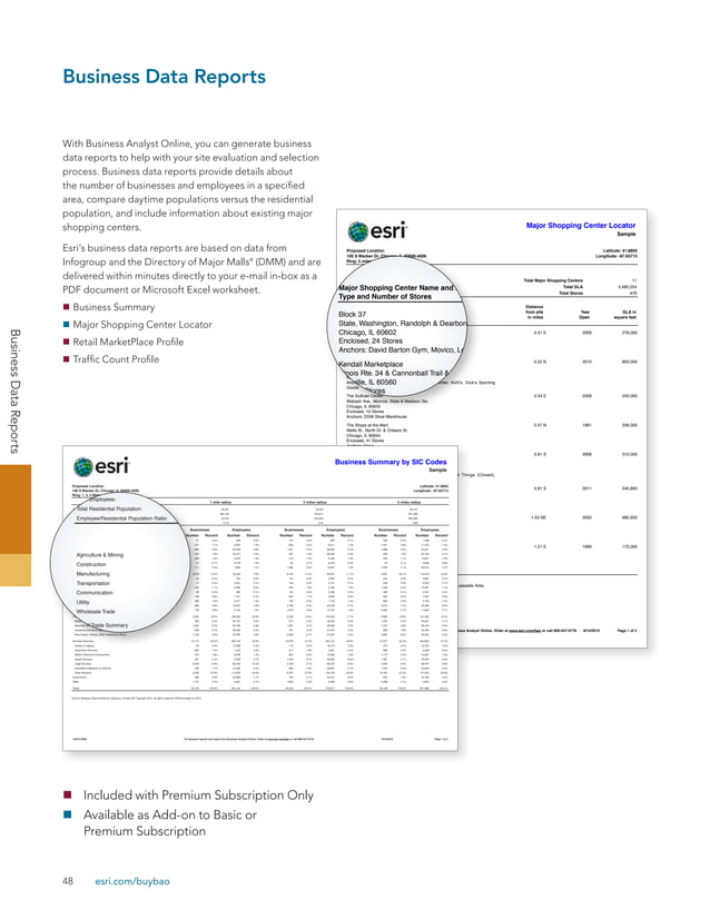 Esri Business Analyst Online: Report Reference Guide