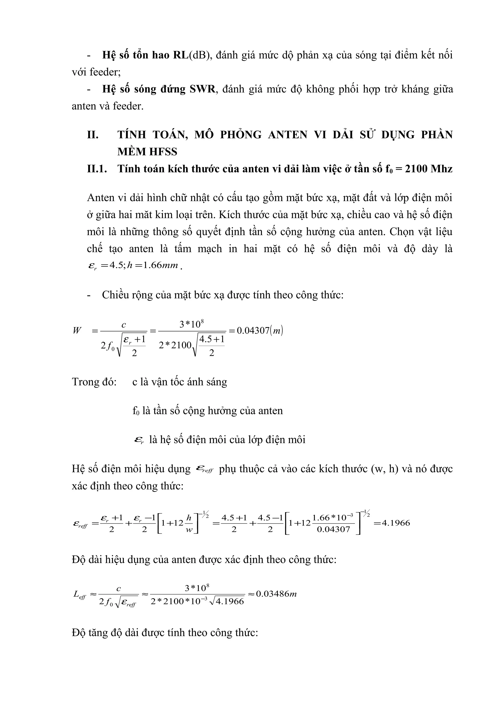 Thiết kế annten vi dải mô phỏng bằng phần mềm HSFF | DOC