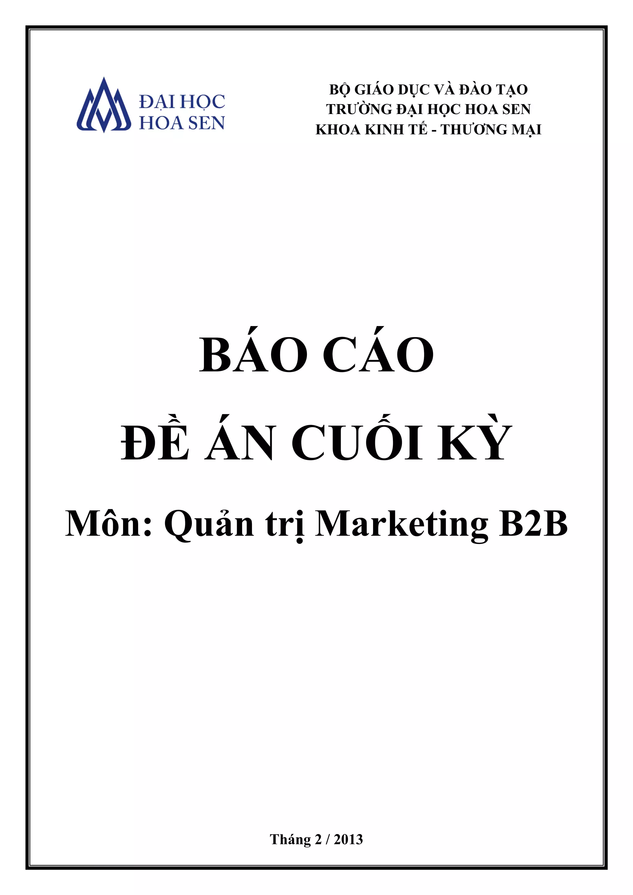 [Quản trị Marketing B2B] Phân tích Marketing B2B | PDF