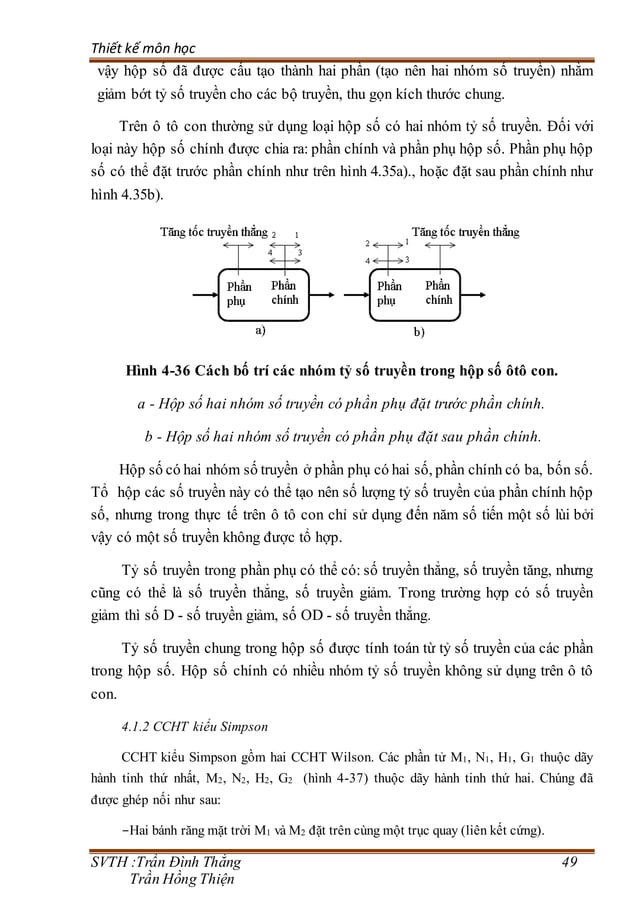Đề tài: Cơ cấu hành tinh kiểu Wilson độc lập trong hộp số tự động | DOCX