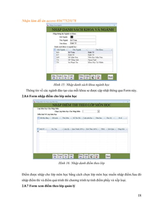 Báo cáo Quản lý Sinh viên Làm Đồ án Access 01677525178 | PDF