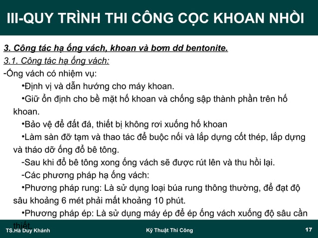 Thi công cọc khoan nhồi | PPT