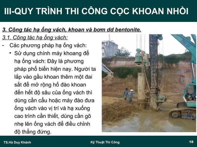 Thi công cọc khoan nhồi | PPT