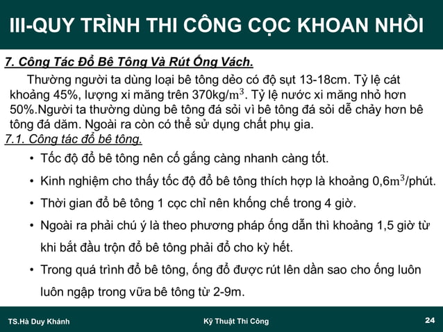 Thi công cọc khoan nhồi | PPT