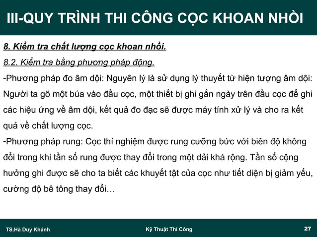 Thi công cọc khoan nhồi | PPT