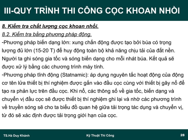 Thi công cọc khoan nhồi | PPT