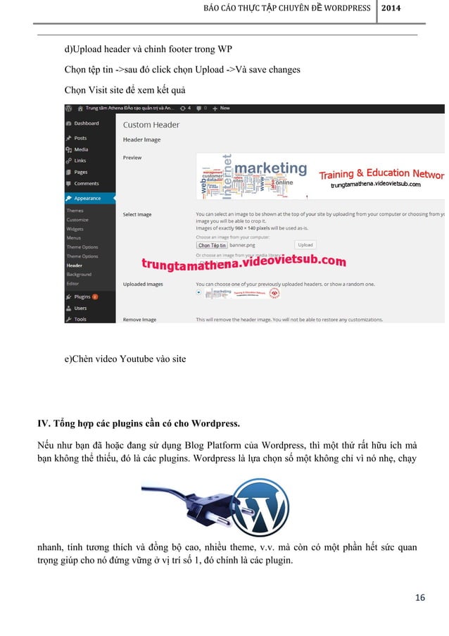 Báo cáo thực tập chuyên đề wordpress | DOC