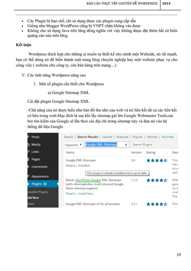 Báo cáo thực tập chuyên đề wordpress | DOC