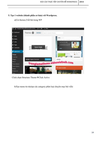 Báo cáo thực tập chuyên đề Wordpress | DOC