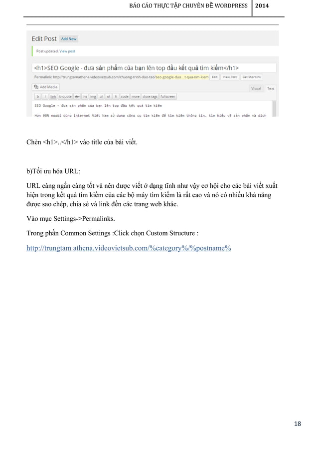 Báo cáo thực tập chuyên đề Wordpress | DOC