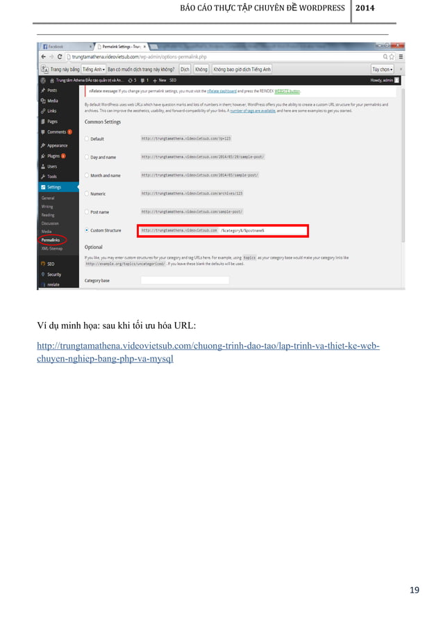 Báo cáo thực tập chuyên đề Wordpress | DOC
