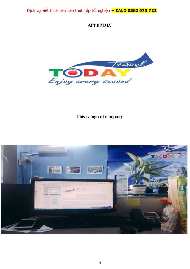 BÁO CÁO THỰC TẬP bằng Tiếng Anh tại công ty du lịch - internship report - ZALO 0362 073 722 | DOCX