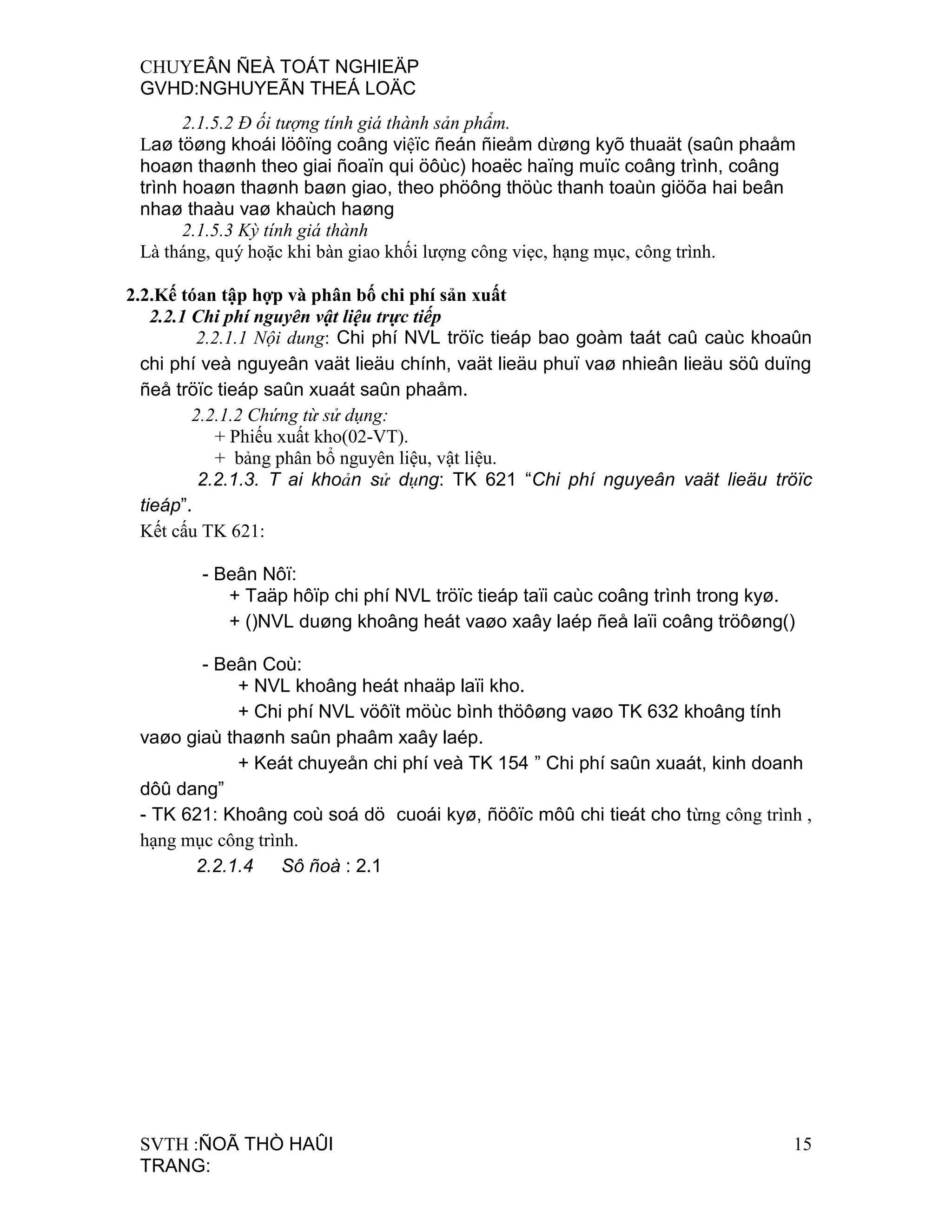 Bao cao thuc tap chi phi san xuat | PDF