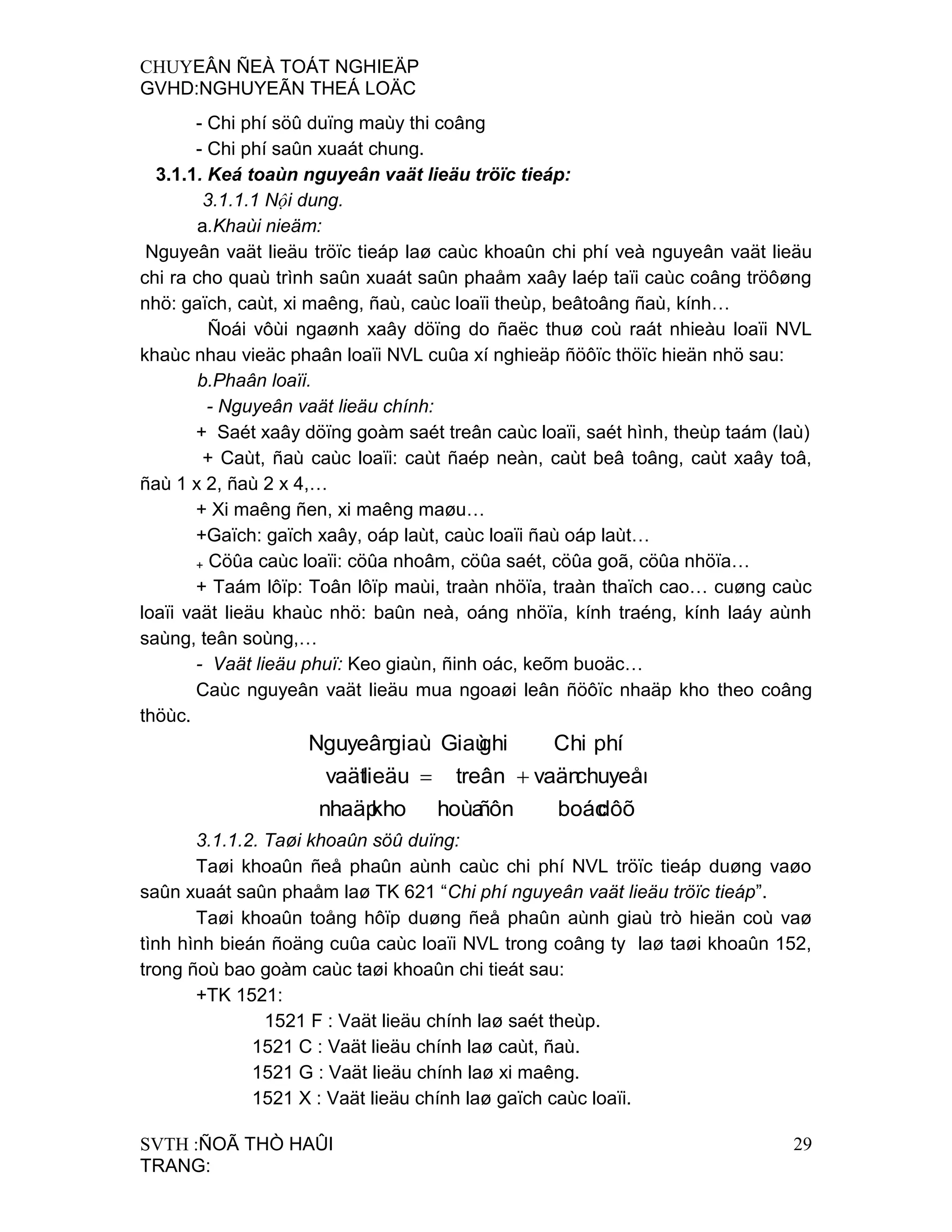 Bao cao thuc tap chi phi san xuat | PDF