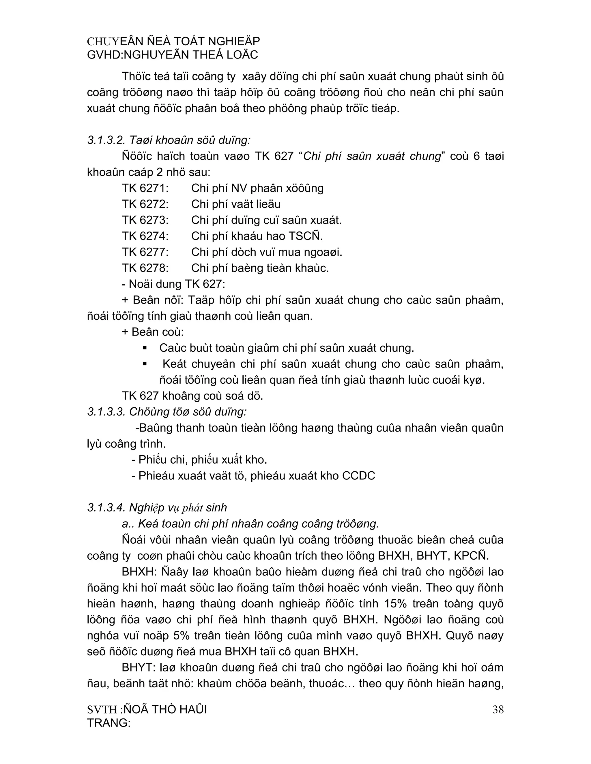 Bao cao thuc tap chi phi san xuat | PDF