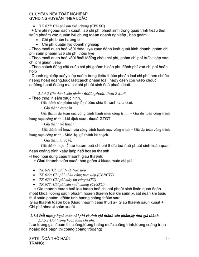 Bao cao thuc tap chi phi san xuat | PDF