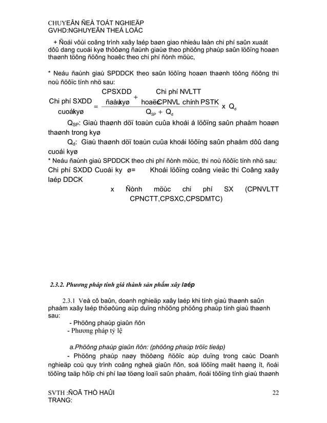 Bao cao thuc tap chi phi san xuat | PDF