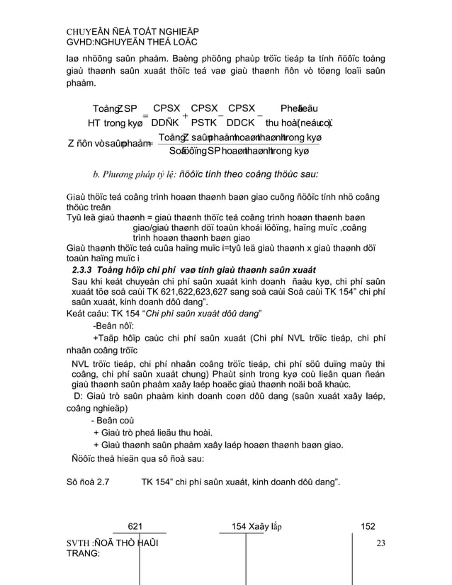 Bao cao thuc tap chi phi san xuat | PDF