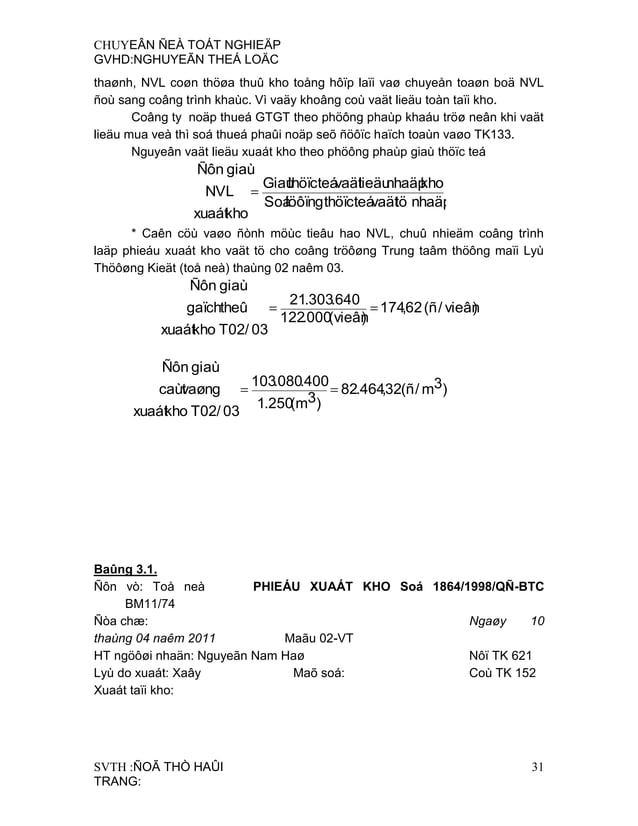 Bao cao thuc tap chi phi san xuat | PDF