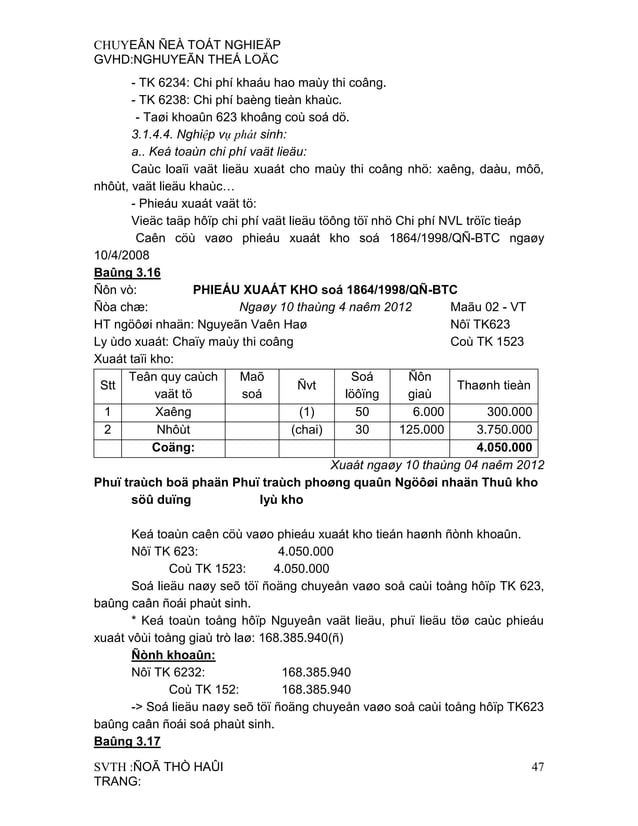 Bao cao thuc tap chi phi san xuat | PDF