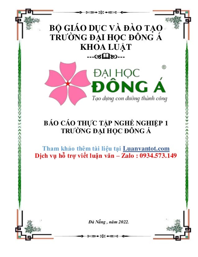 Báo cáo thực tập nghề nghiệp 1 trường đại học đông á | DOCX