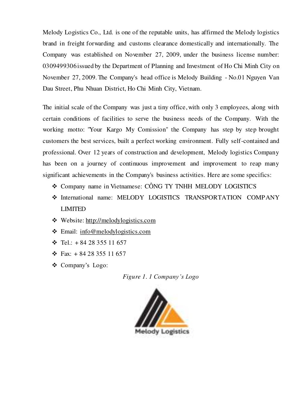 Báo cáo thực tập tiếng anh tại công ty logistics 9 điểm | DOCX