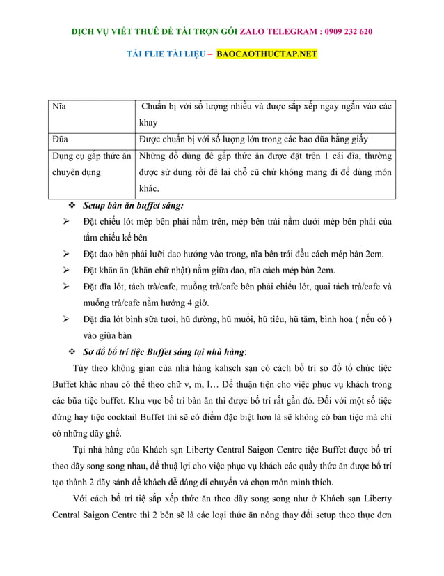 Báo Cáo Tốt Nghiệp Thực Trạng Quy Trình Phục Vụ Buffet Sáng Tại Nhà Hàng | DOCX