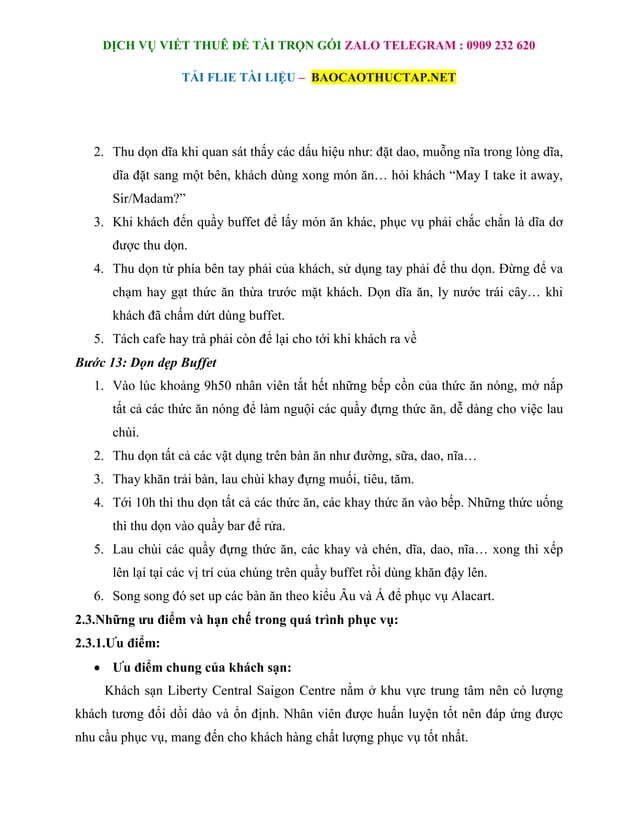 Báo Cáo Tốt Nghiệp Thực Trạng Quy Trình Phục Vụ Buffet Sáng Tại Nhà Hàng | DOCX