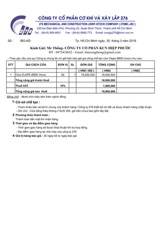 Bao gia cua clape hiep phuoc | PDF