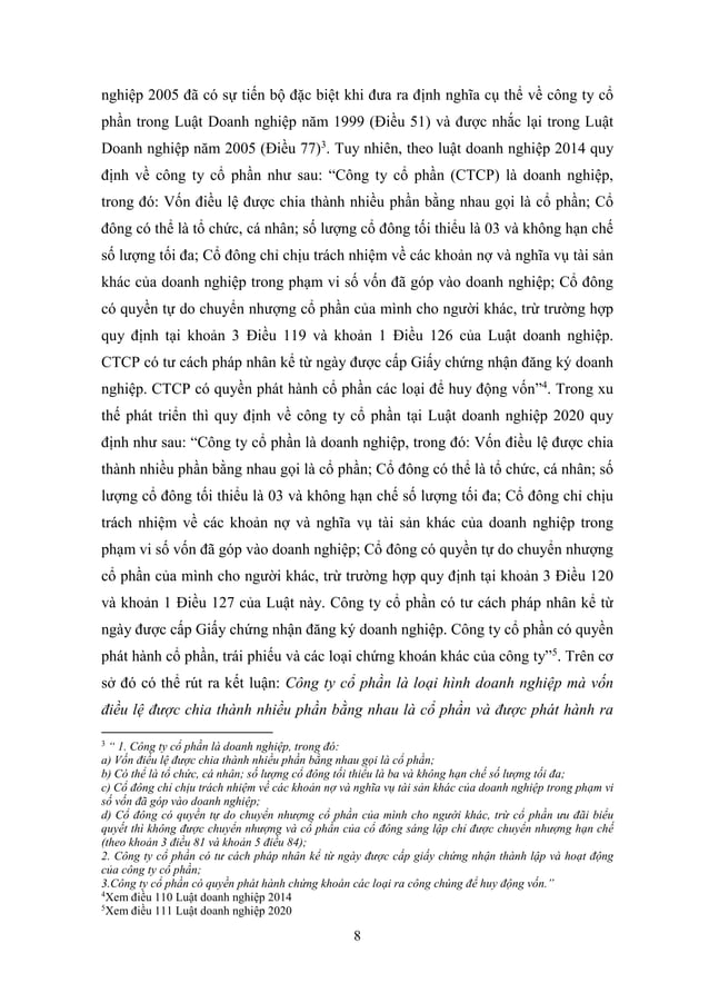 Bảo Vệ Quyền Lợi Của Cổ Đông Thiểu Số Trong Công Ty Cổ Phần Theo Pháp Luật Việt Nam | DOCX