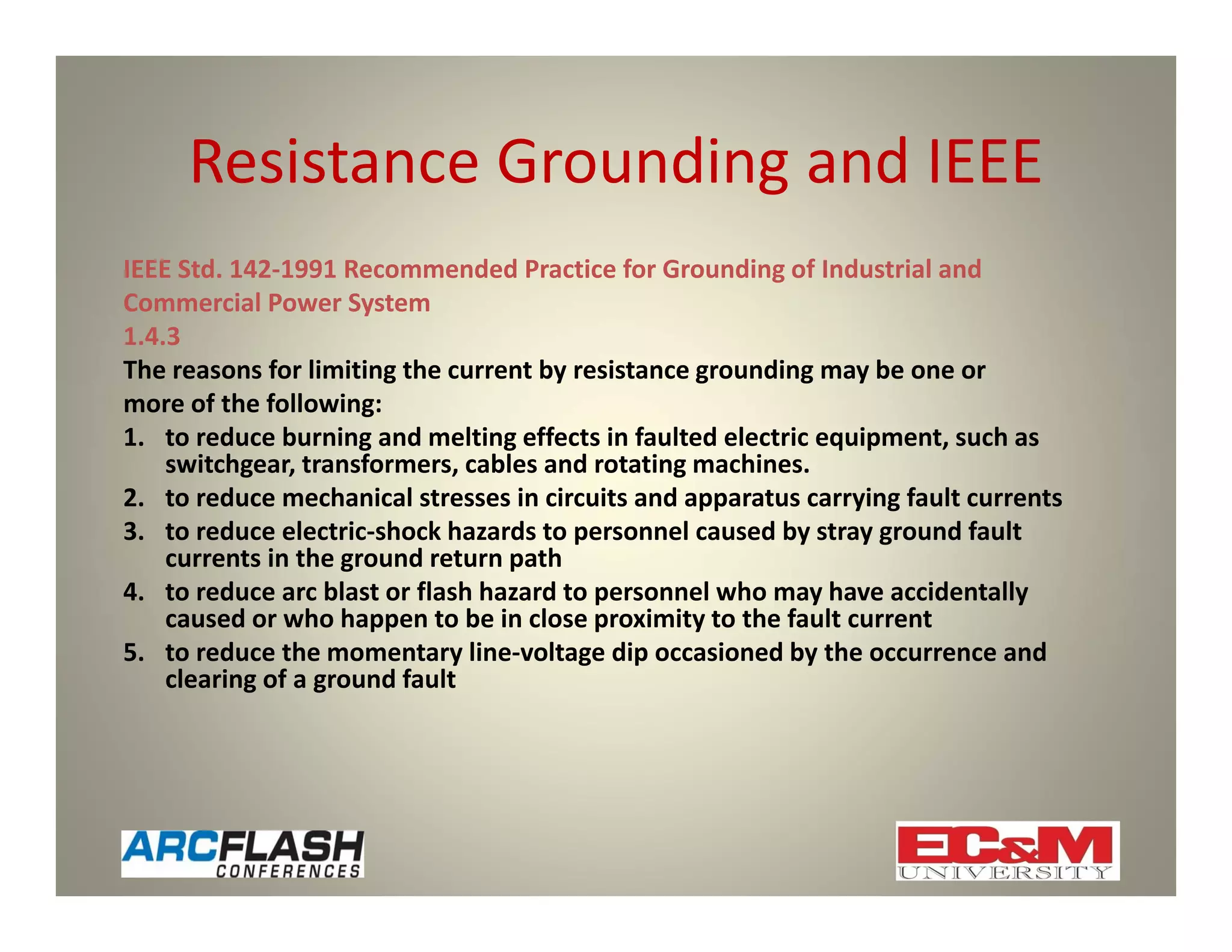 Using High Resistance Grounding to Mitigate Arc Flash Hazards | PDF