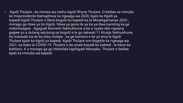 Tikologo ka ga Legokolodi la marega le ka ga Bapedi. | PPTX