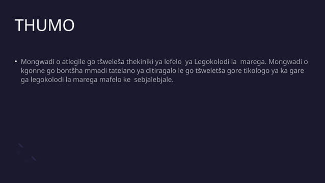 Tikologo ka ga Legokolodi la marega le ka ga Bapedi. | PPTX