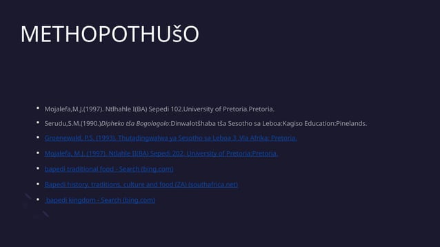 Tikologo ka ga Legokolodi la marega le ka ga Bapedi. | PPTX