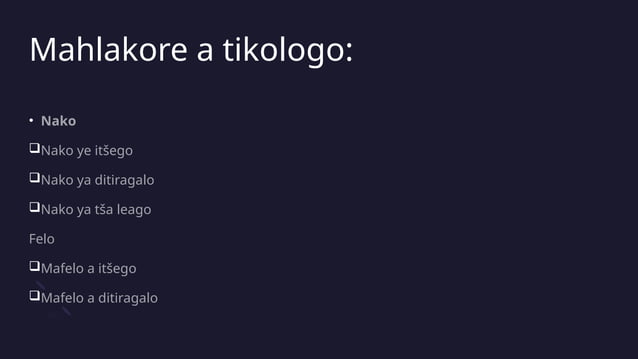 Tikologo ka ga Legokolodi la marega le ka ga Bapedi. | PPTX